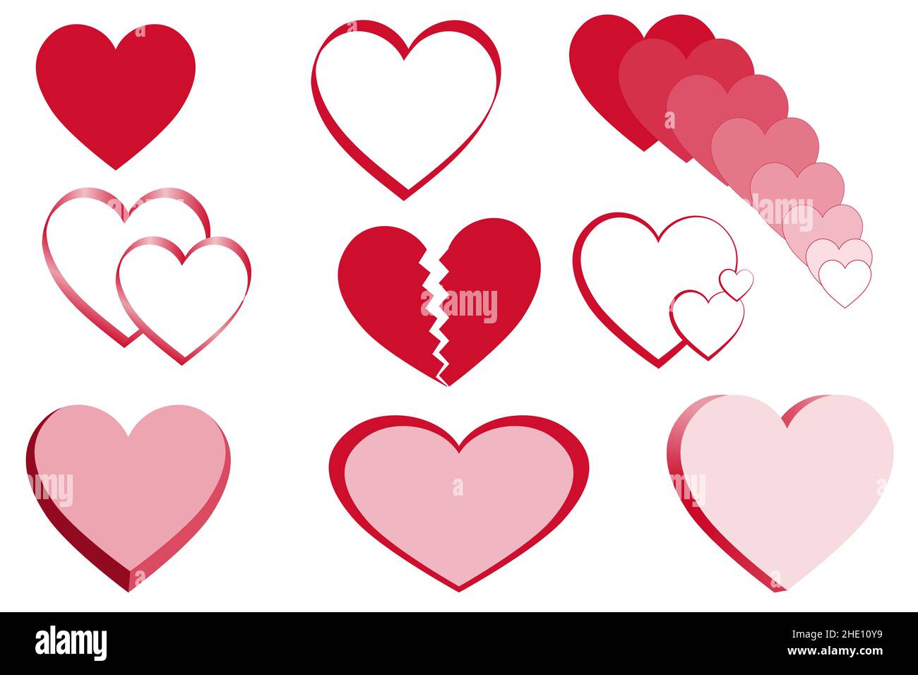 Collection of red hearts shapes - Vector Illustration Stock Vector ...