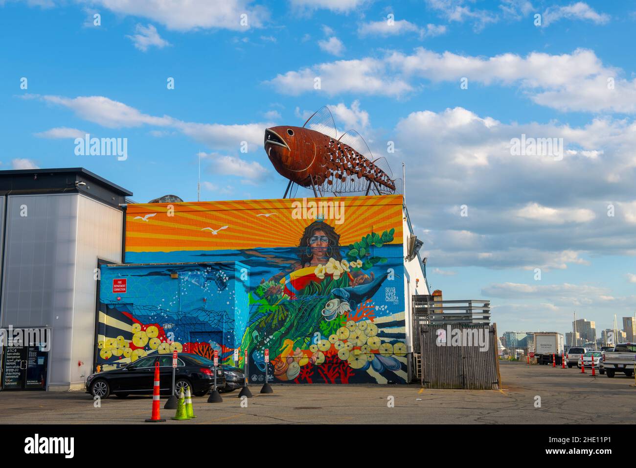 East Boston Mural "Rise" at the Boston Harbor Shipyard and Marina in ...