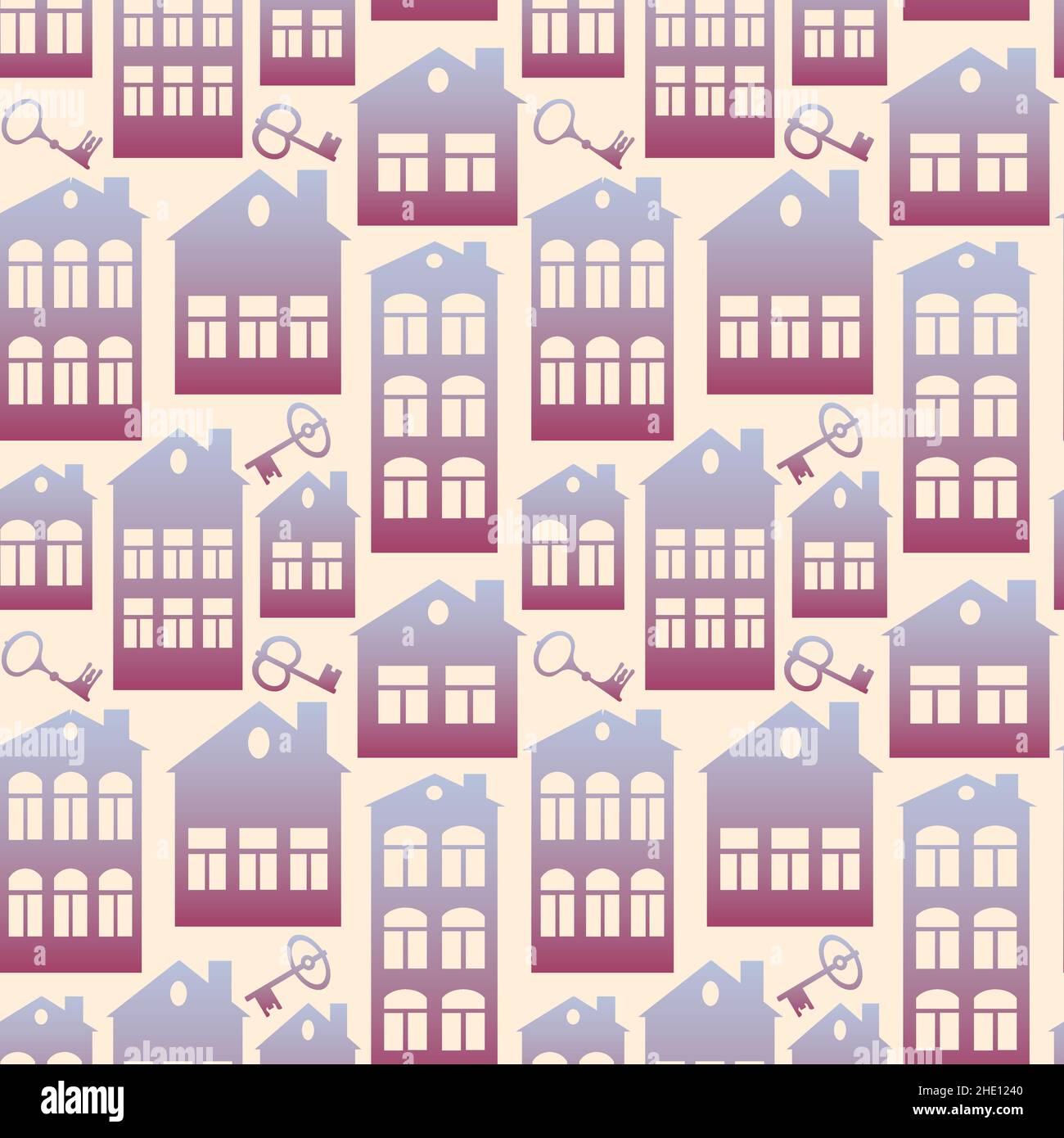 Seamless pattern on a square background on the theme of real estate ...