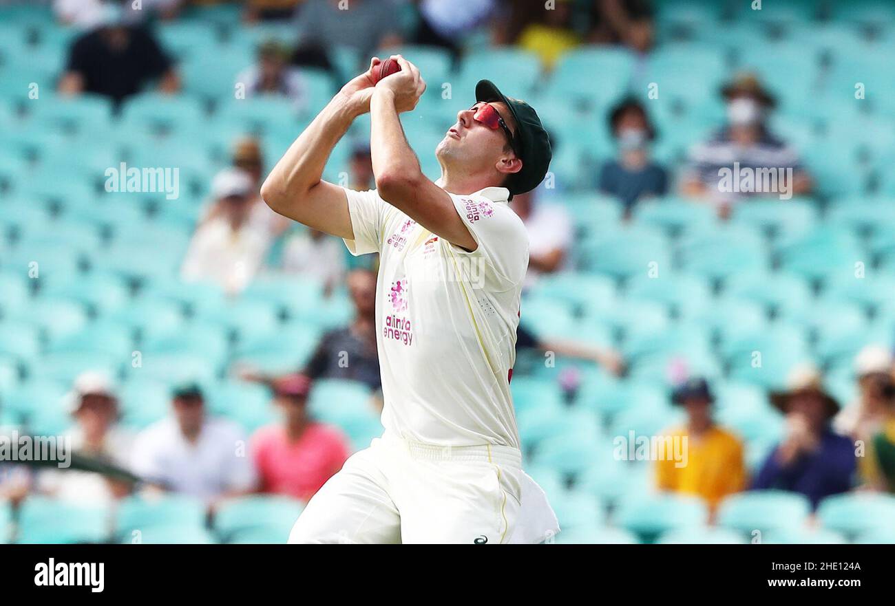 Australia's Pat Cummins takes the catch to dismiss England's Jack Leach ... Australia's Pat Cummins takes the catch to dismiss England's Jack Leach ...