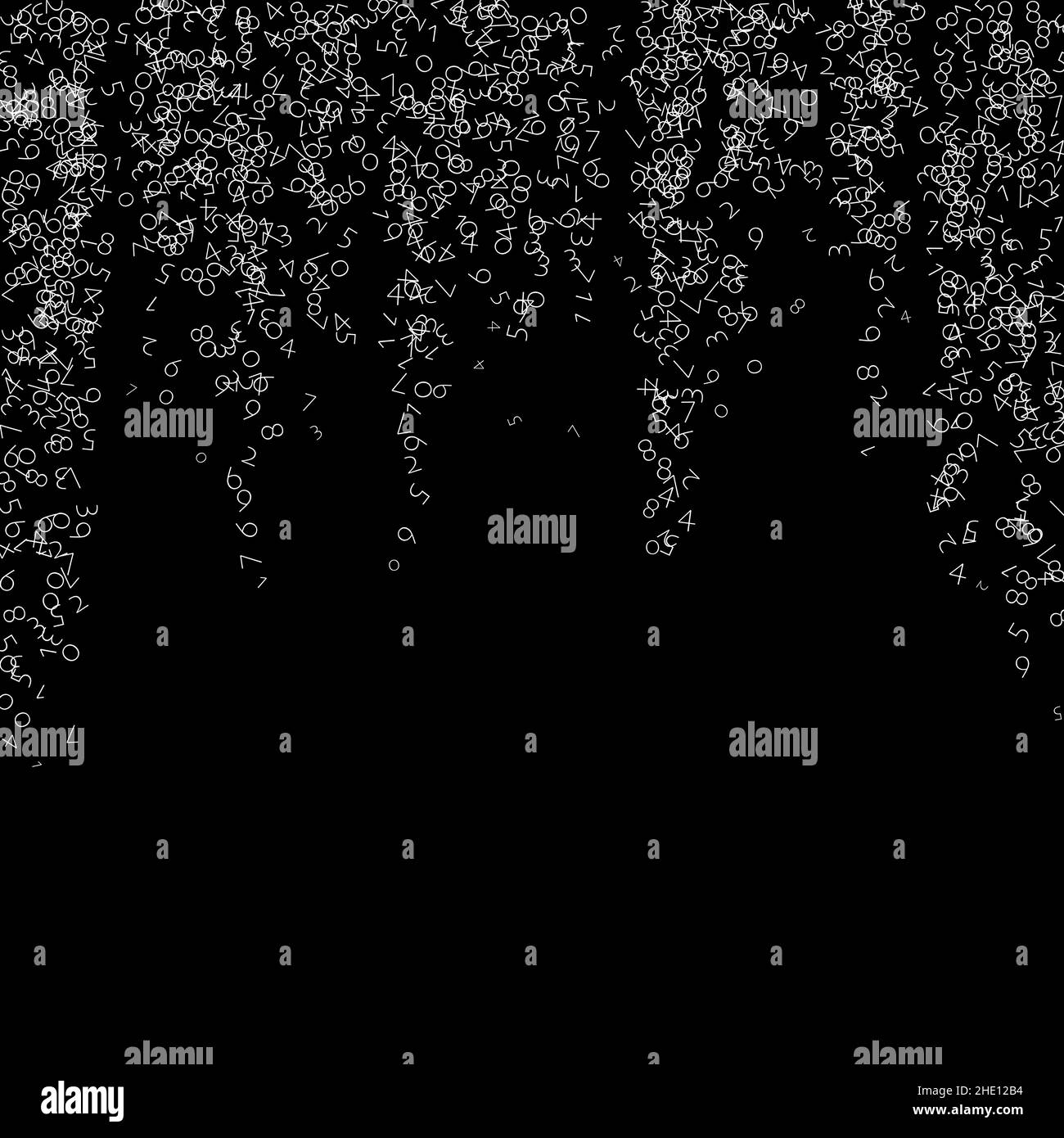 Falling numbers, big data concept. Binary white chaotic flying digits ...