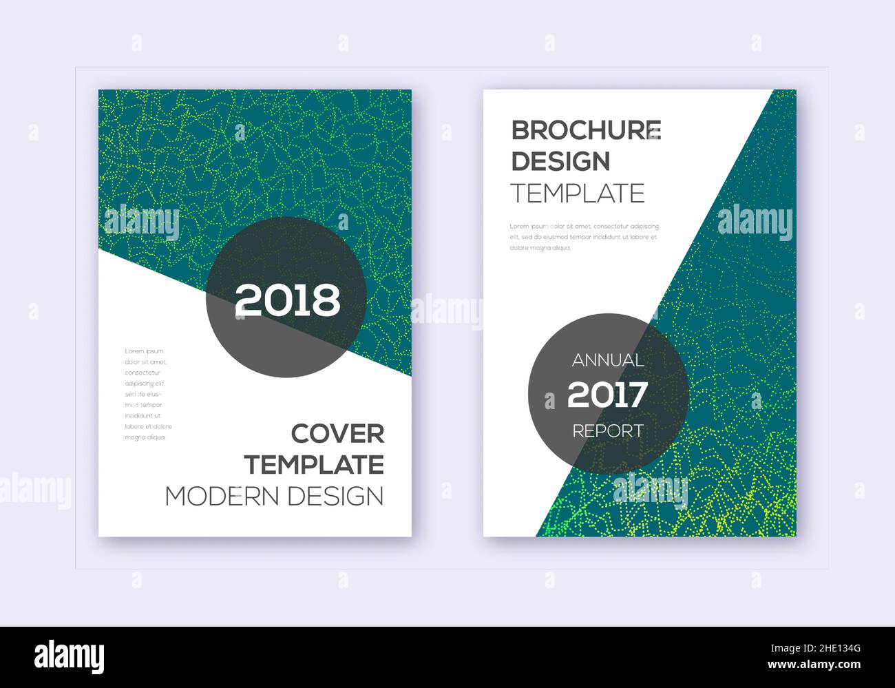 Modern cover design template set. Green abstract lines on dark ...