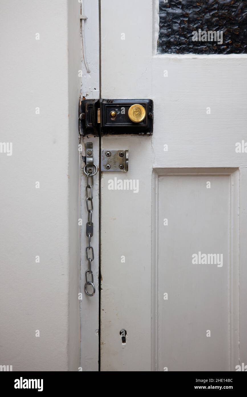 An antique old style night latch Yale type lock made by H & T VAUGHAN ...