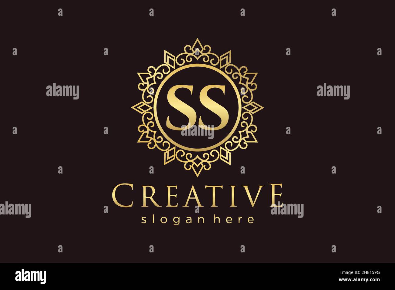 SS Initial Letter Luxury calligraphic feminine floral hand drawn heraldic monogram antique ...