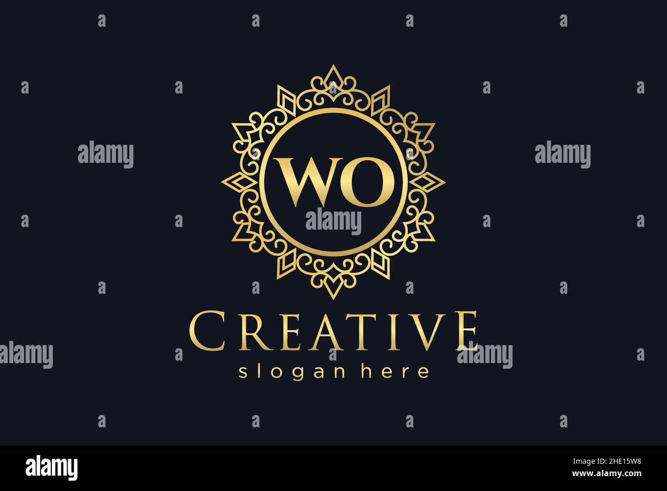 WO Initial Letter Luxury calligraphic feminine floral hand drawn ...