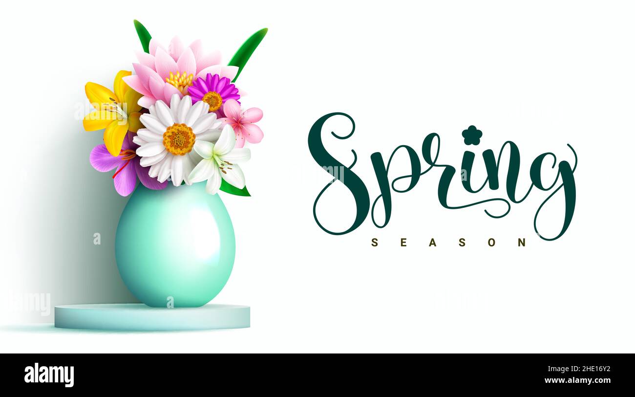 Spring seasonal vector design. Spring season text in white background ...