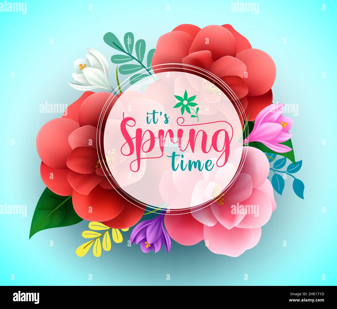 Spring season vector template design. It's spring time typography text ...