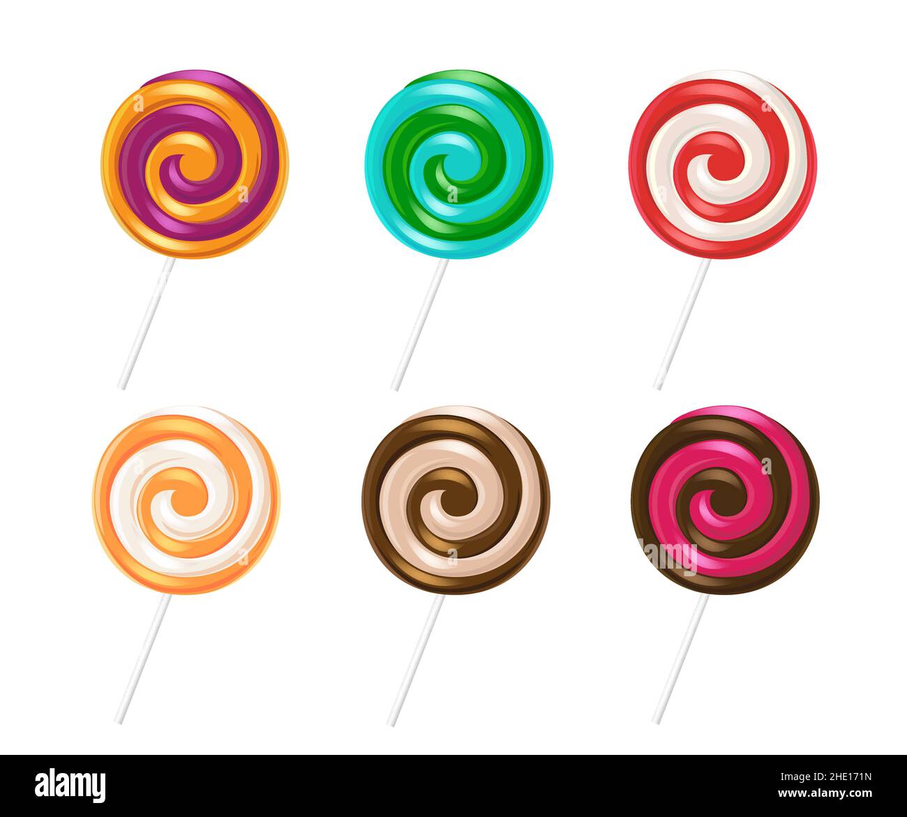 Lollipop candy vector set design. Lollipops stick kids dessert ...