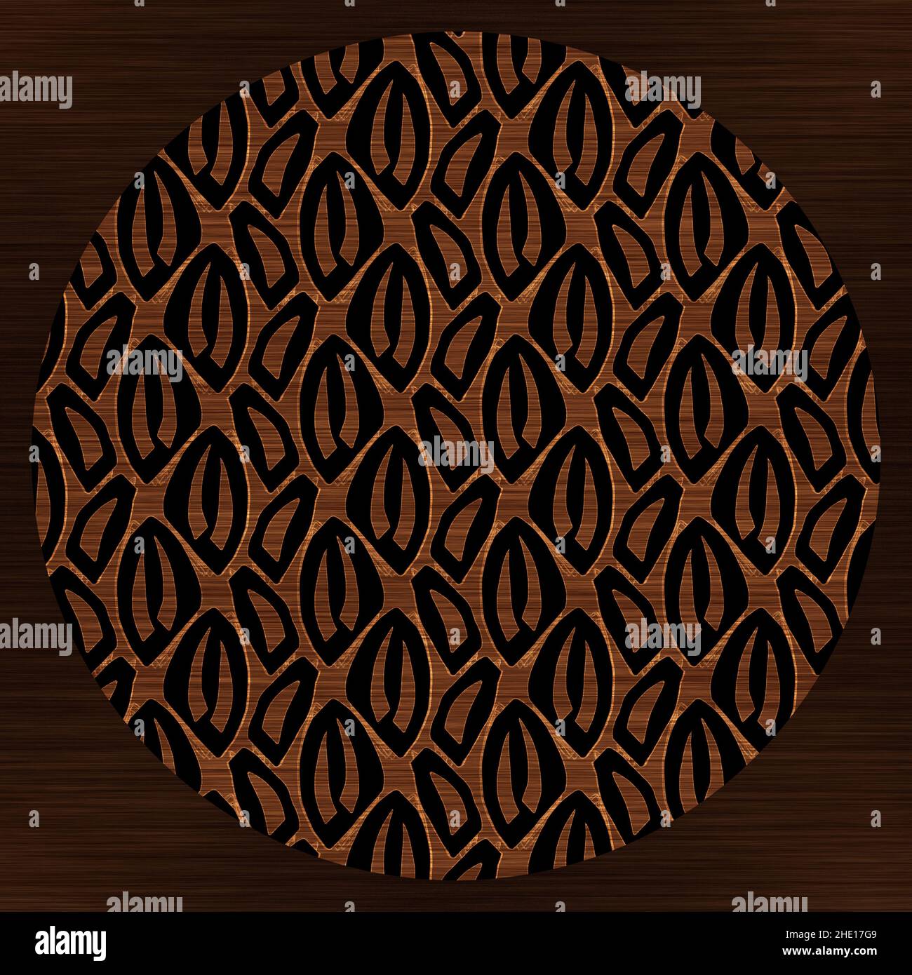 Brown wood effect decorative inlay texture. Seamless engraved oriental ...
