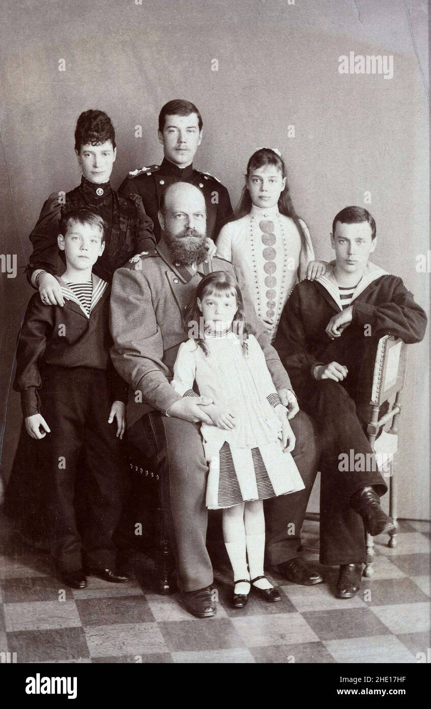 The Romanov Dynasty - The Tsar Alexander III with his family. His son ...
