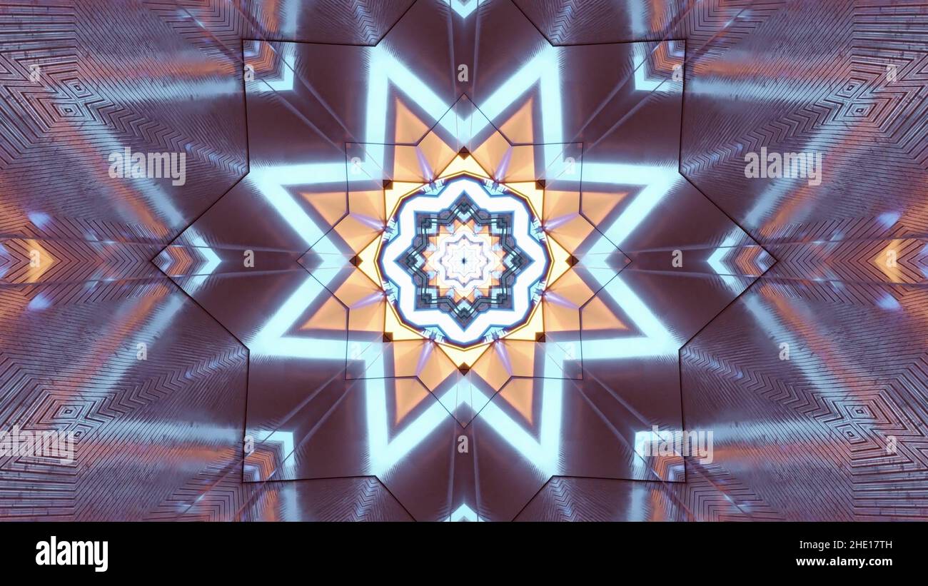 A 3D illustration of an octagonal star shaped mandala pattern ...