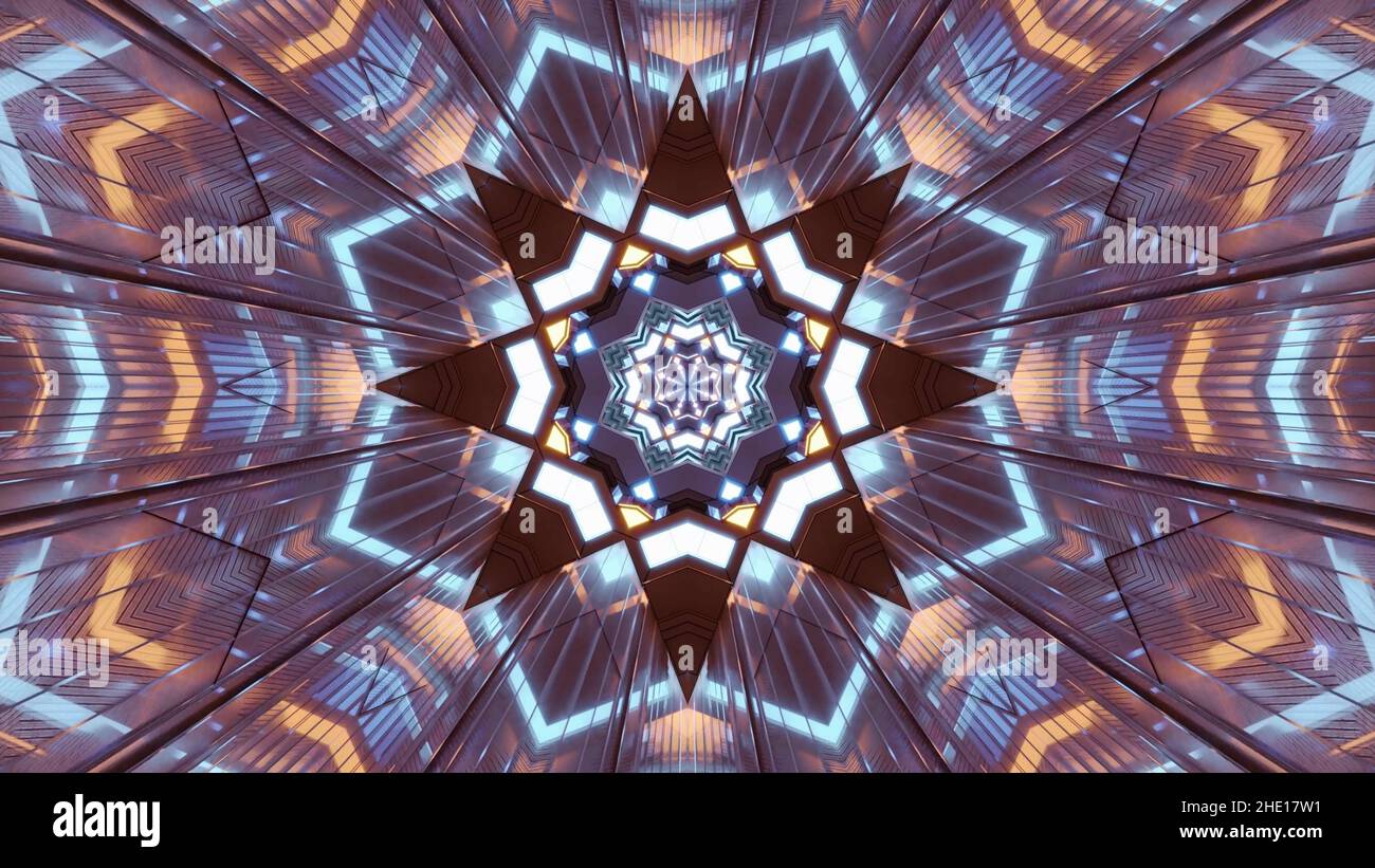 A 3D illustration of an octagonal star shaped mandala pattern ...