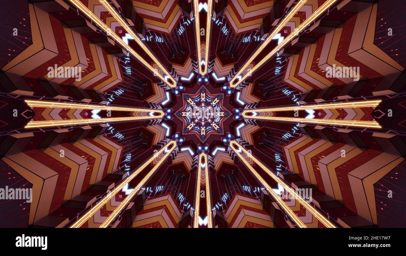 A 3D illustration of an octagonal star shaped mandala pattern ...