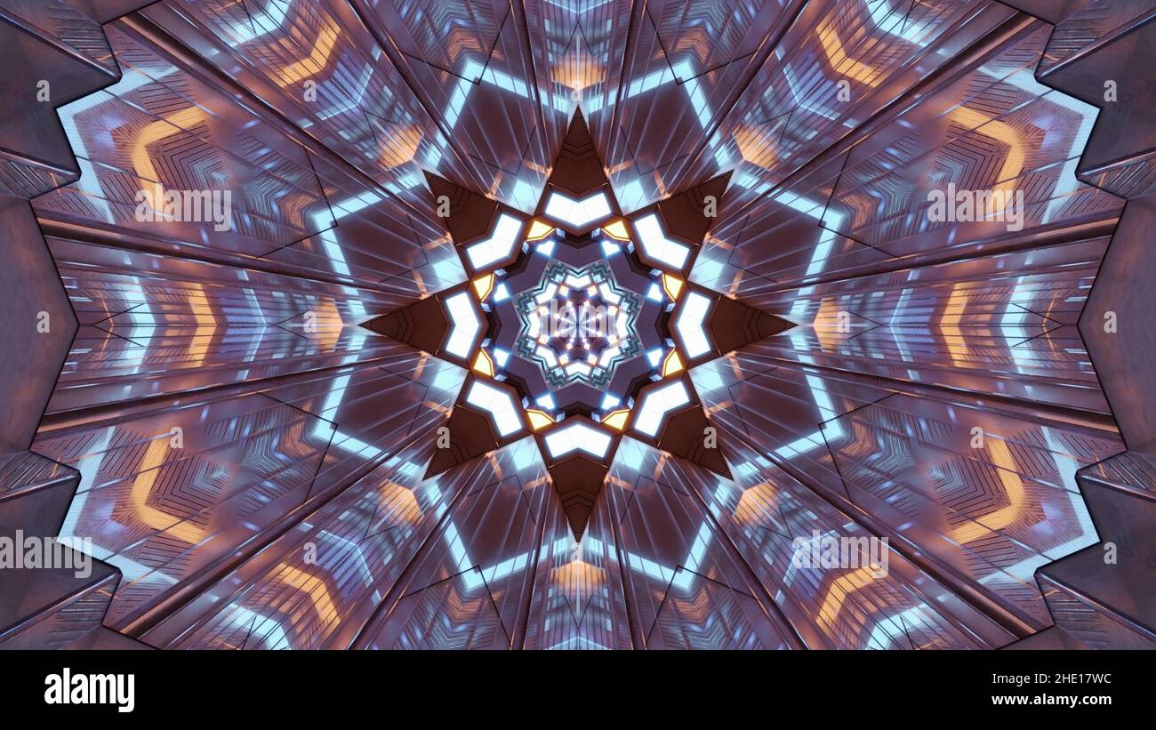 A 3D illustration of an octagonal star shaped mandala pattern ...