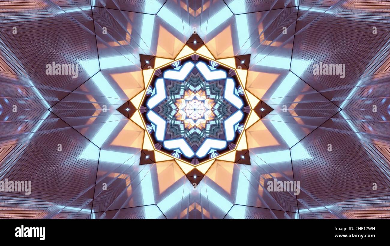 A 3D illustration of an octagonal star shaped mandala pattern ...