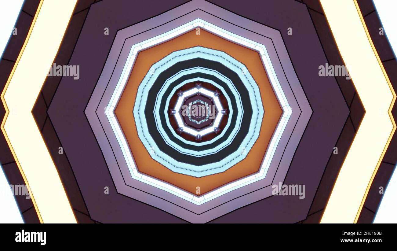 A 3D illustration of an octagon shaped kaleidoscopic pattern ...