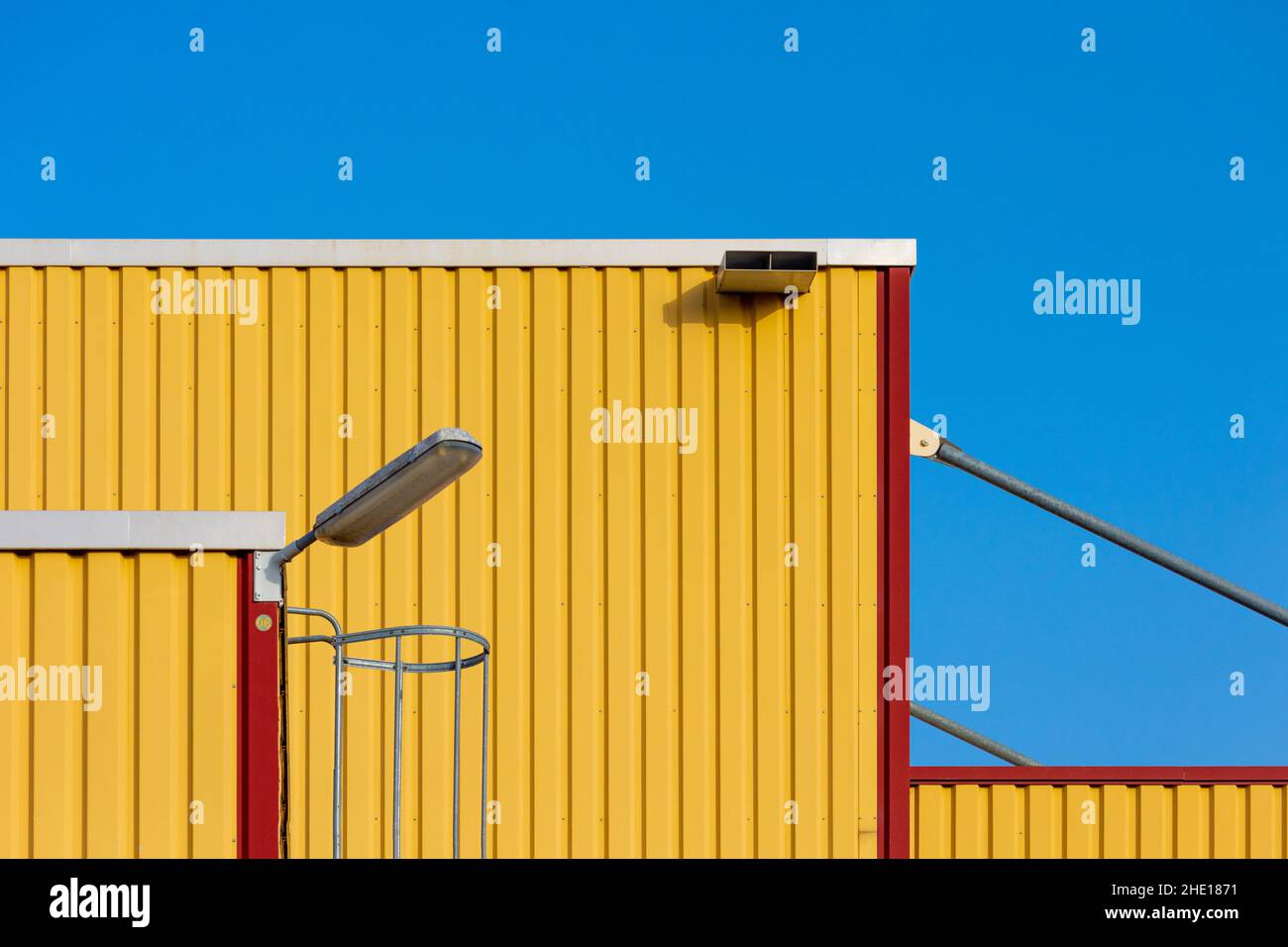 View of a yellow container of Hazardous Material goods with a lamp ...