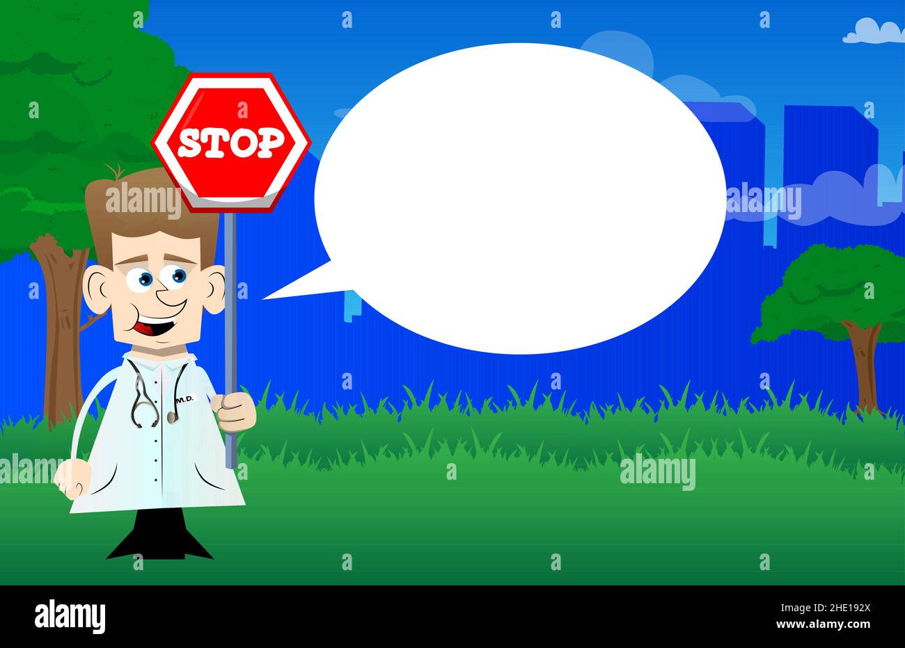 Doctor showing stop sign Stock Vector Images - Alamy