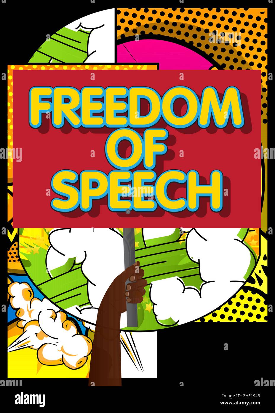 Hand holding banner with Freedom of Speech text. Man showing billboard ...