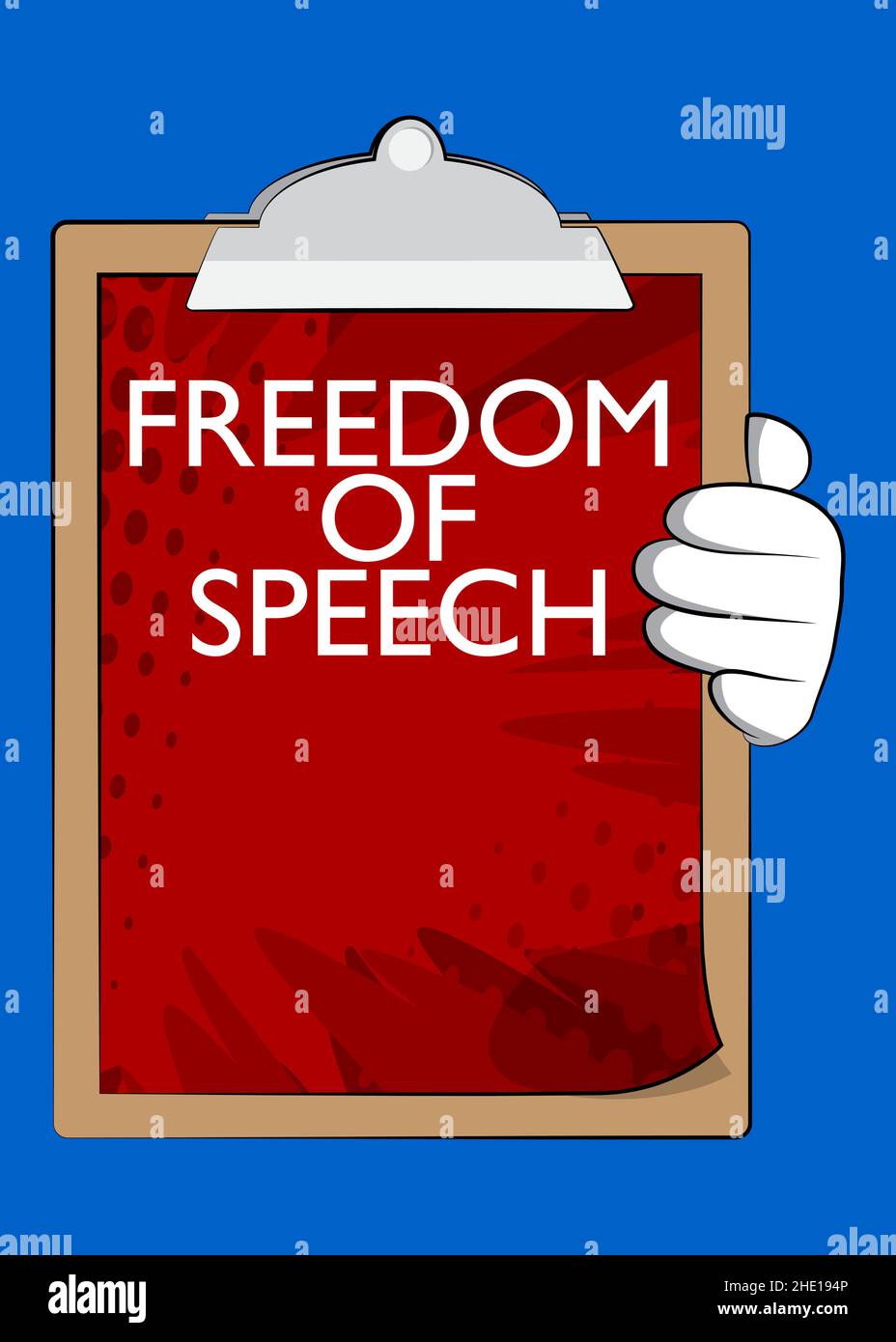 Hand holding banner with Freedom of Speech text. Man showing billboard ...