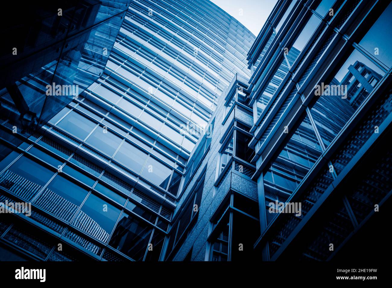 Commercial Building Close Up in blue tone Stock Photo - Alamy