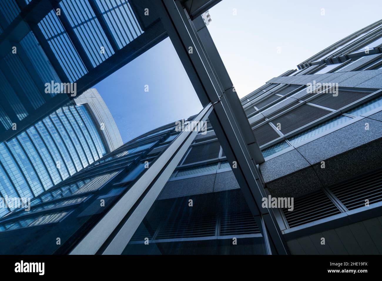Commercial Building Close Up in blue tone Stock Photo - Alamy