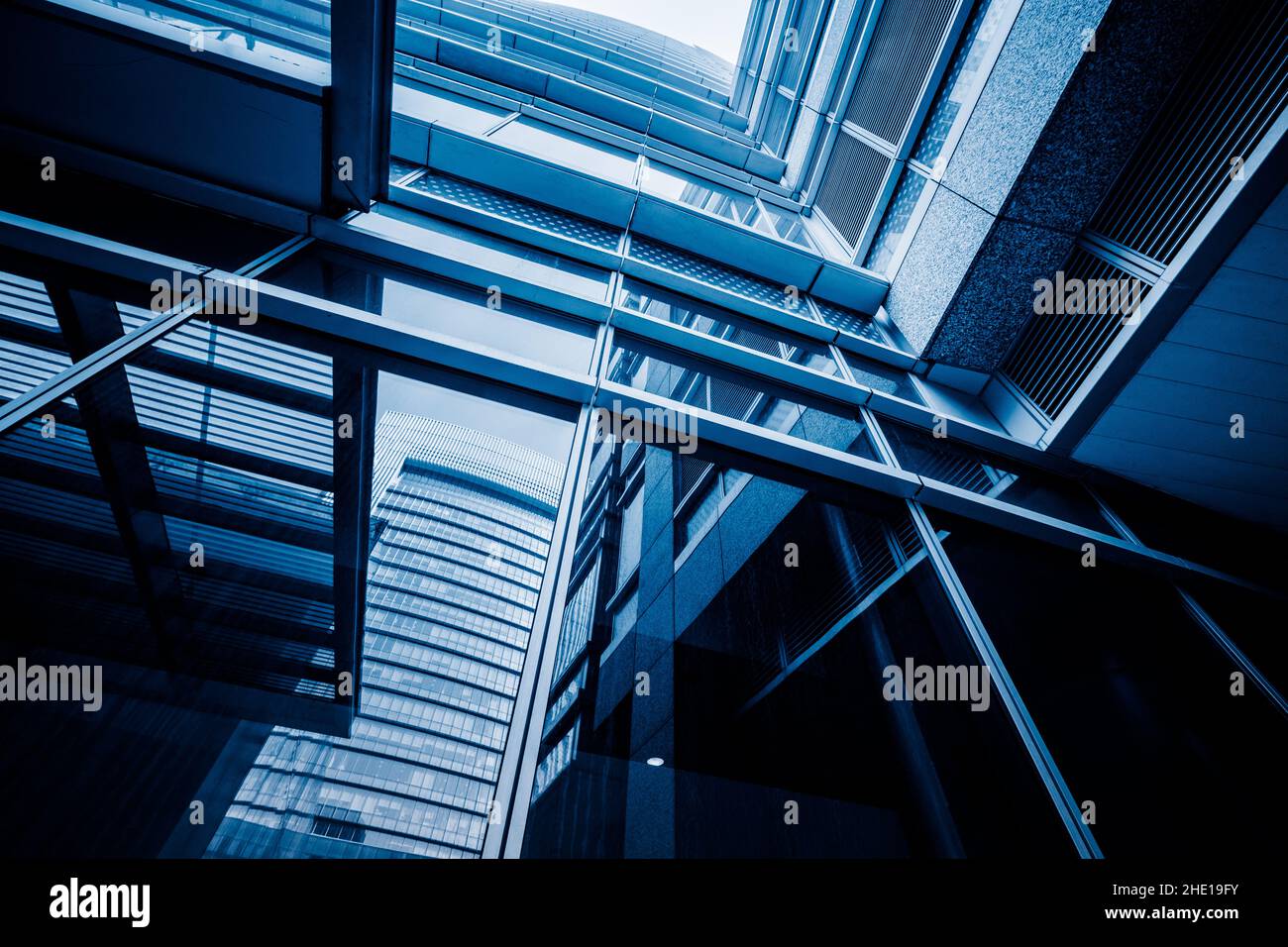 Commercial Building Close Up in blue tone Stock Photo - Alamy