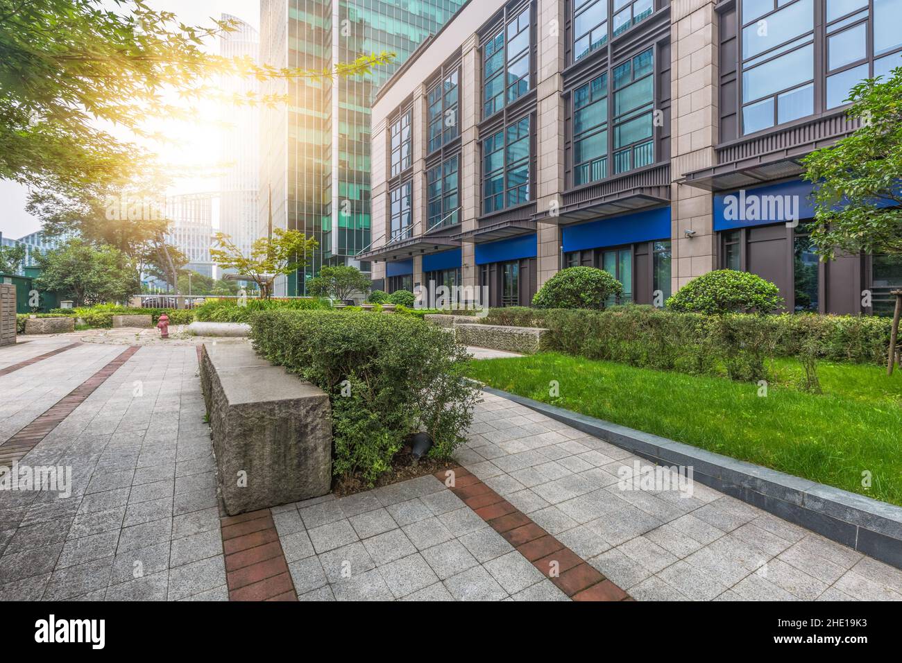 modern buildings and empty pavement in china Stock Photo - Alamy