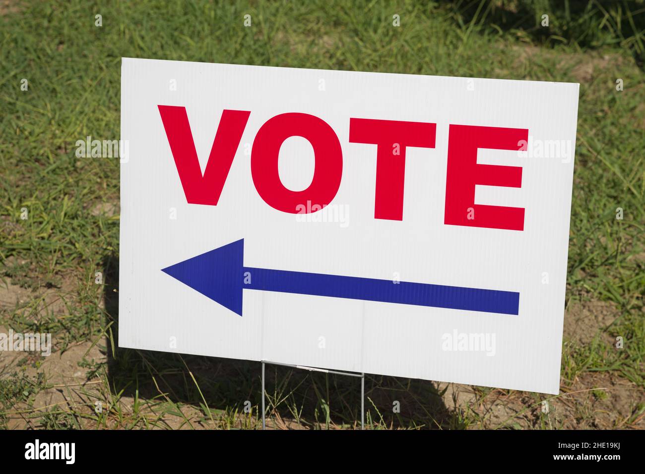 red white and blue vote sign with arrow pointing to the left Stock ...