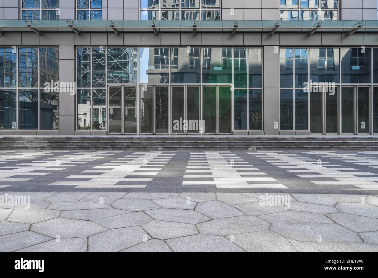 empty pavement front of the modern office entrance Stock Photo - Alamy