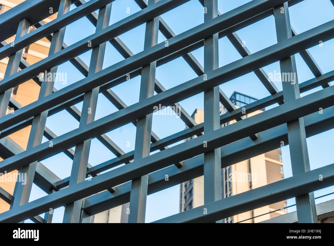 close up of steel contraction structure abstract technology background ...