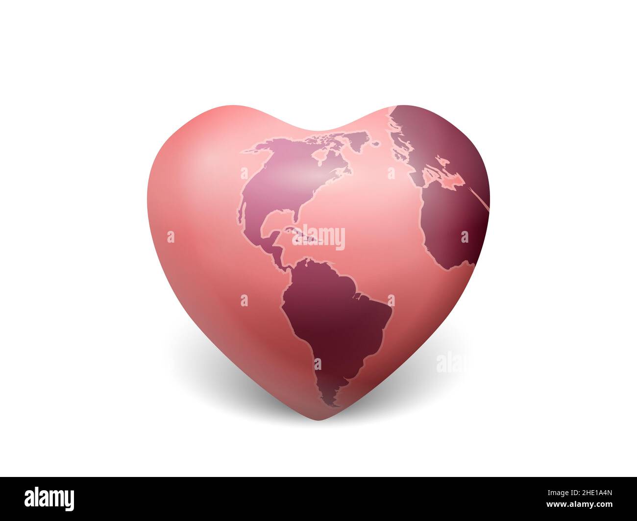 Heart world map on a white background. Vector illustration Stock Photo ...