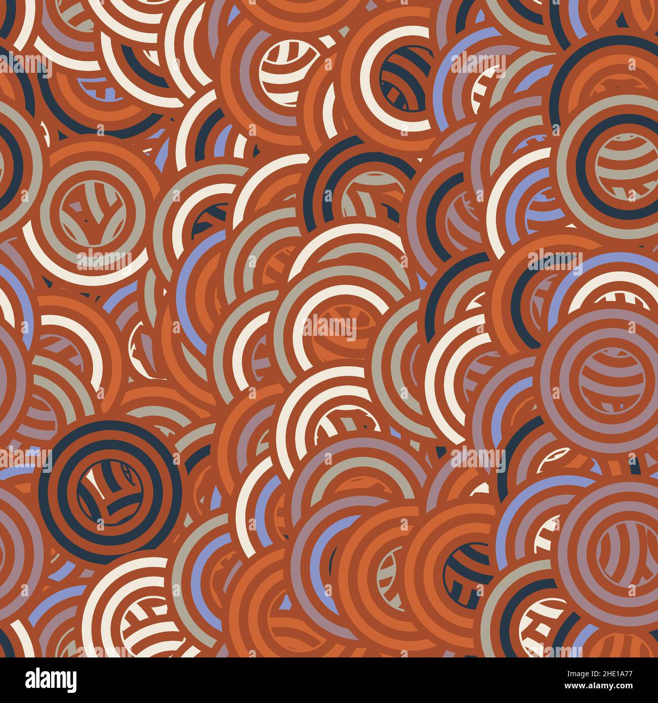 Seamless concentric circle in retro colors dizzy surface pattern design ...