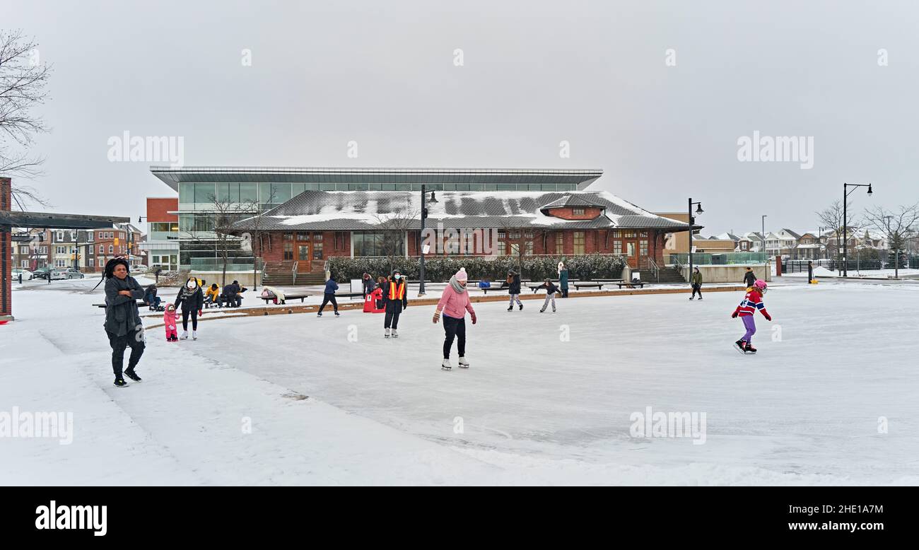 Winter ice skating rink Stock Photo - Alamy