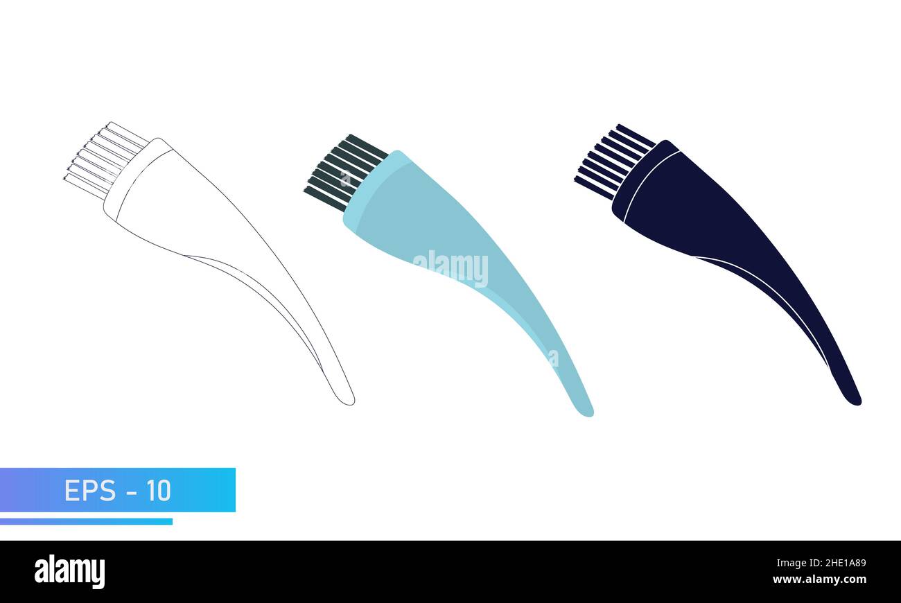 A brush for applying paint to the hair. Hair color change. Tools for a ...
