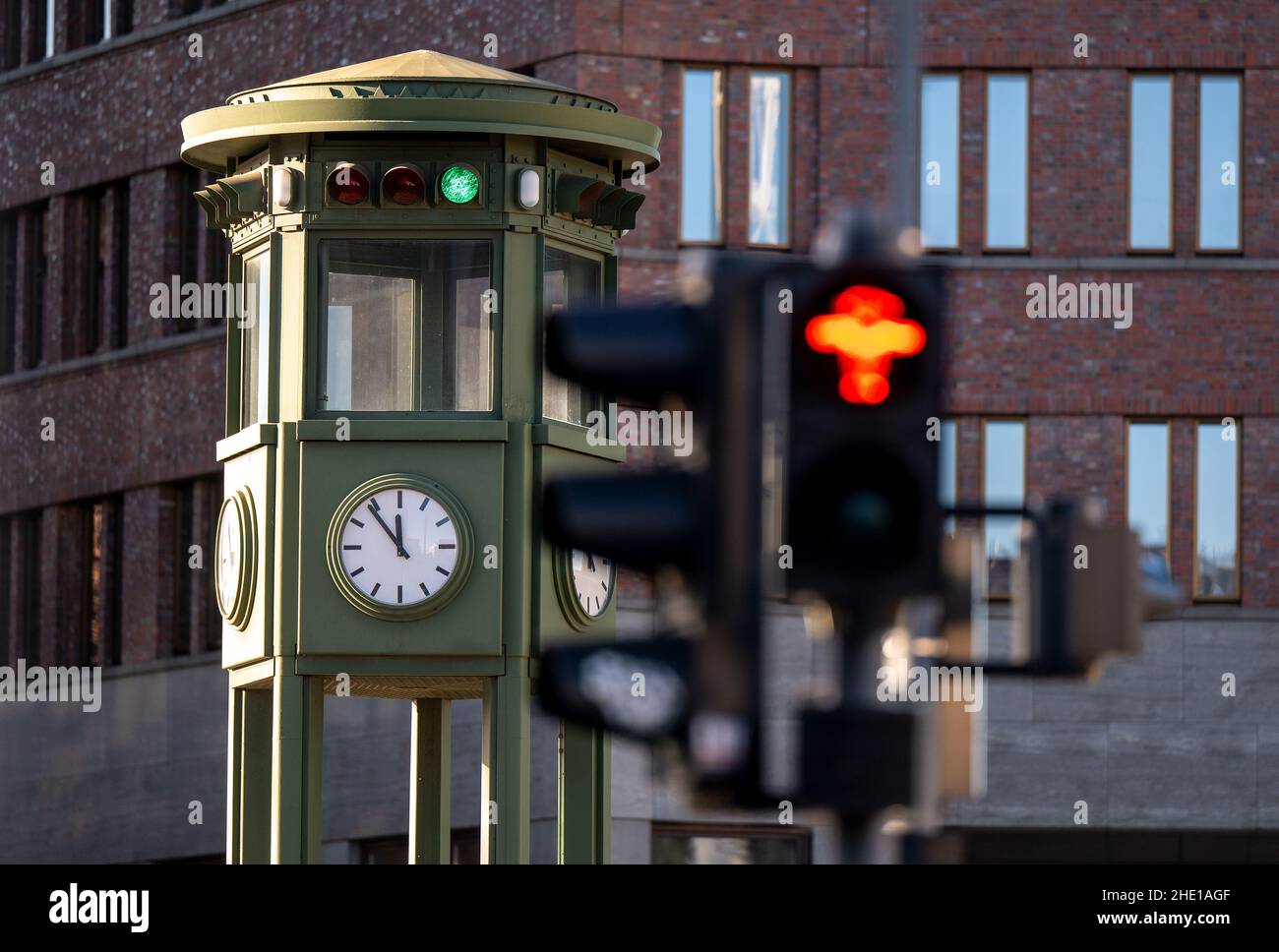 Berlin, Germany. 06th Jan, 2022. The replica of the traffic light tower ...