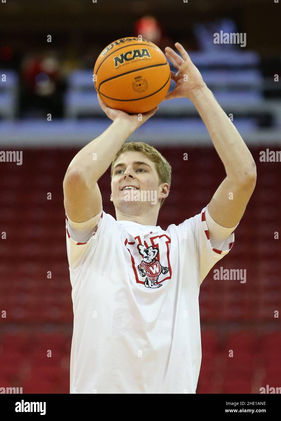 January 06, 2022: Wisconsin Badgers forward Steven Crowl (22) during ...