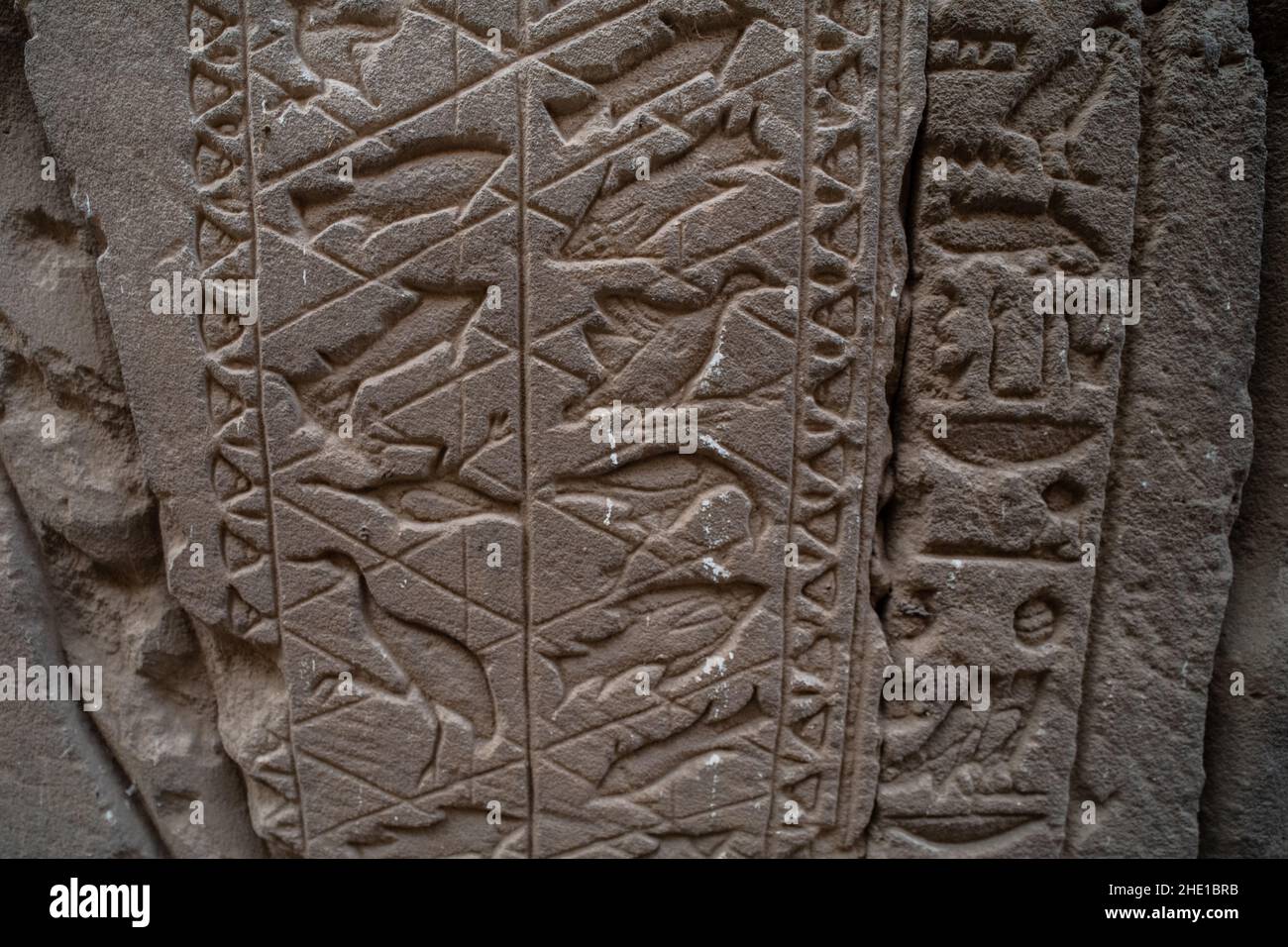 A depiction of fish and birds possibly caught in a net for a feast ...