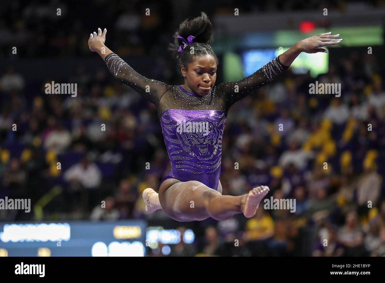 Baton Rouge, LA, USA. 07th Jan, 2022. LSU's Kiya Johnson leaps from the ...