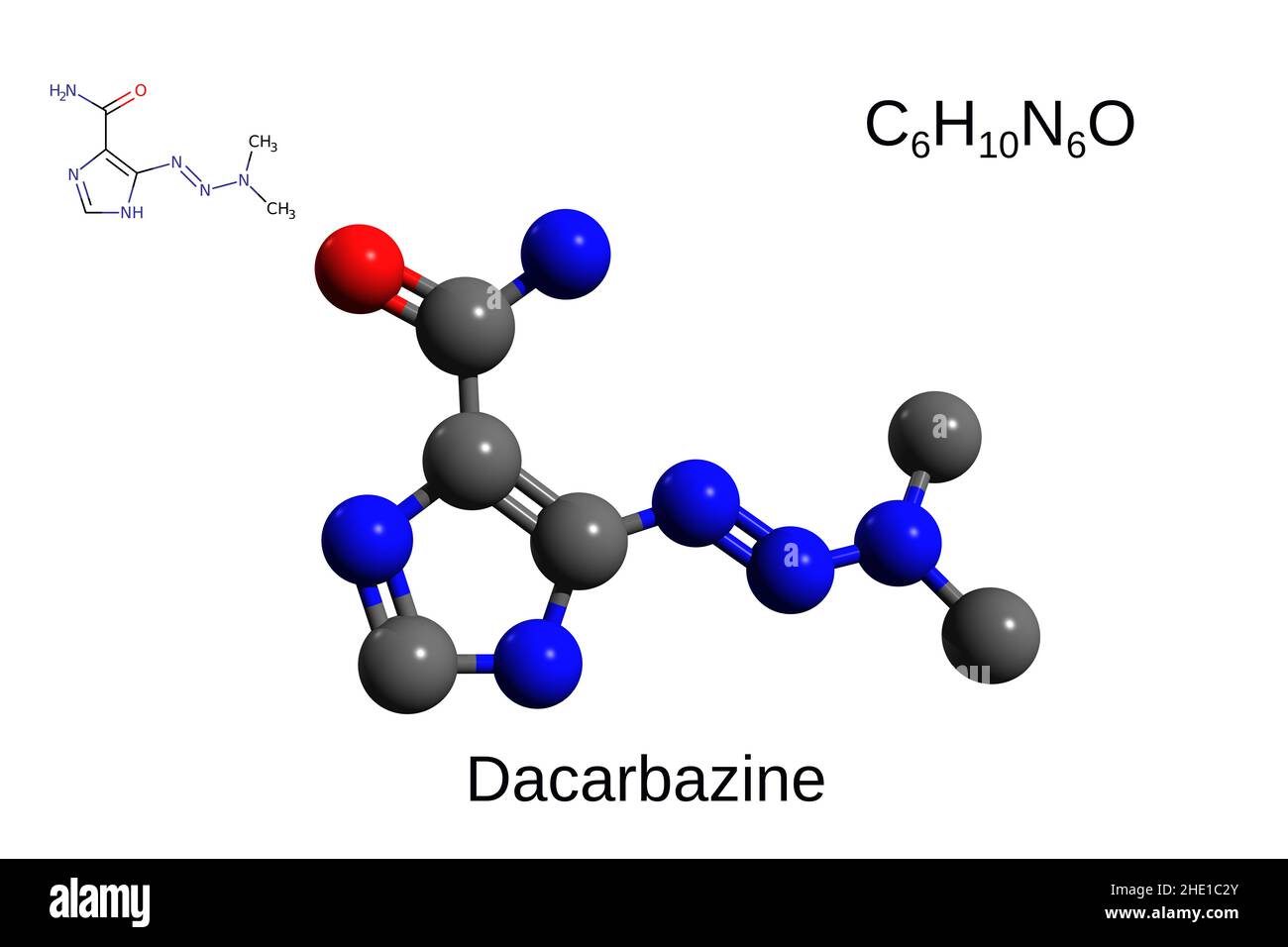 Chemical formula, structural formula and 3D ball-and-stick model of the ...