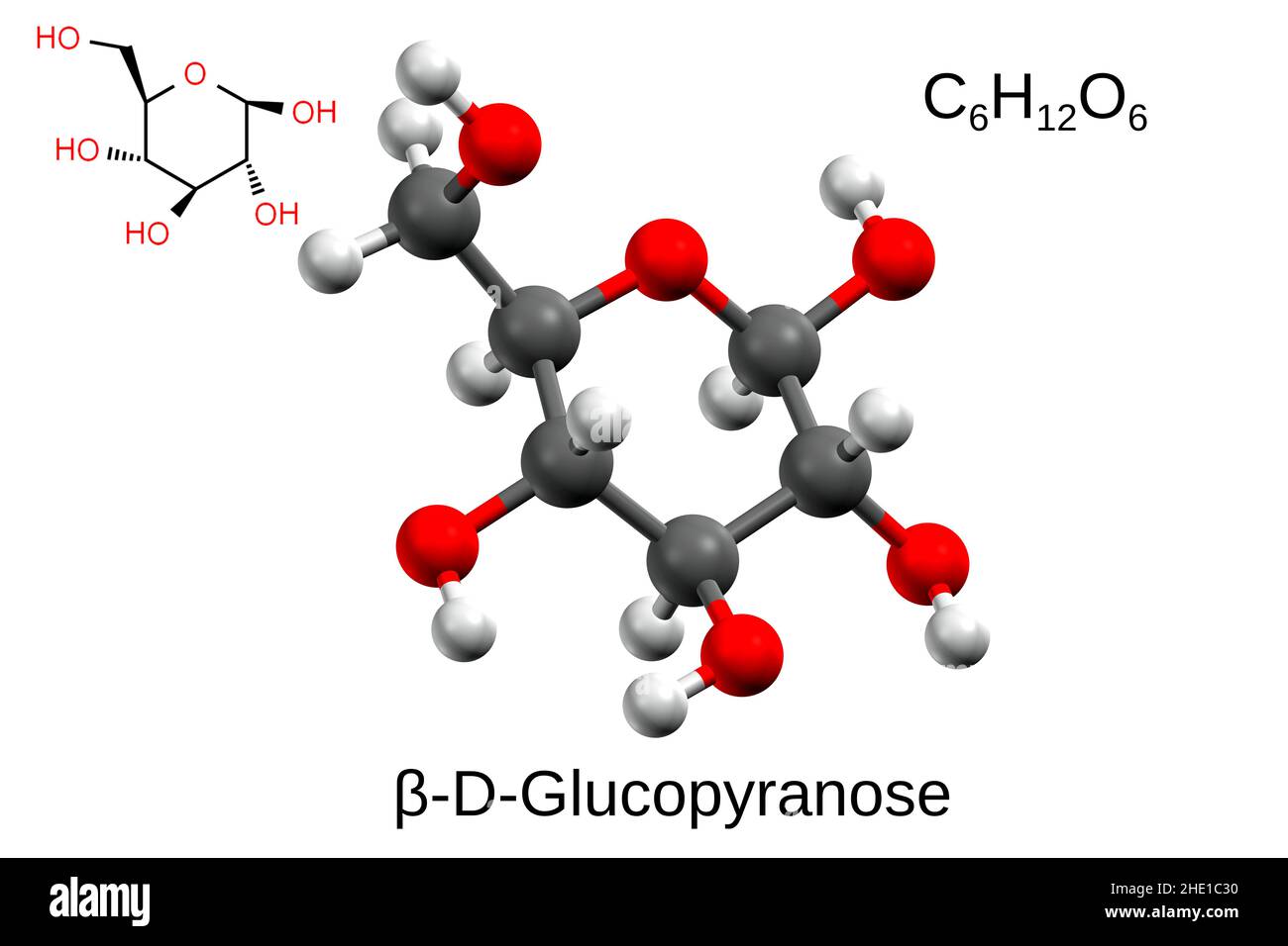 Chemical formula, structural formula and 3D ball-and-stick model of ...