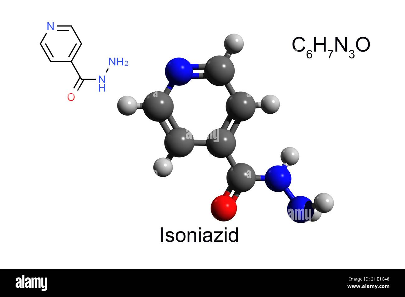 Chemical formula, structural formula and 3D ball-and-stick model of ...