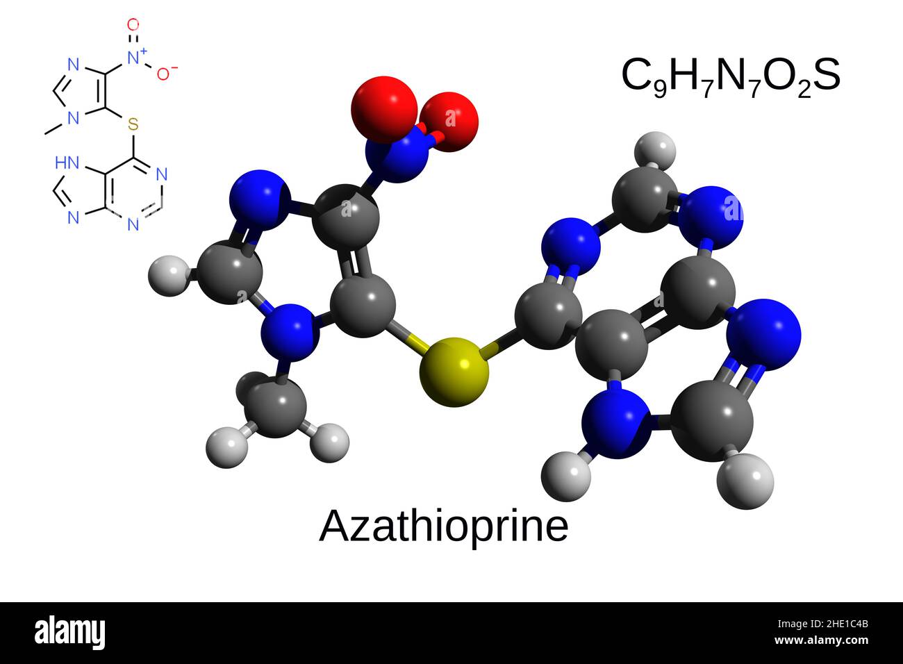 Chemical formula, structural formula and 3D ball-and-stick model of the ...