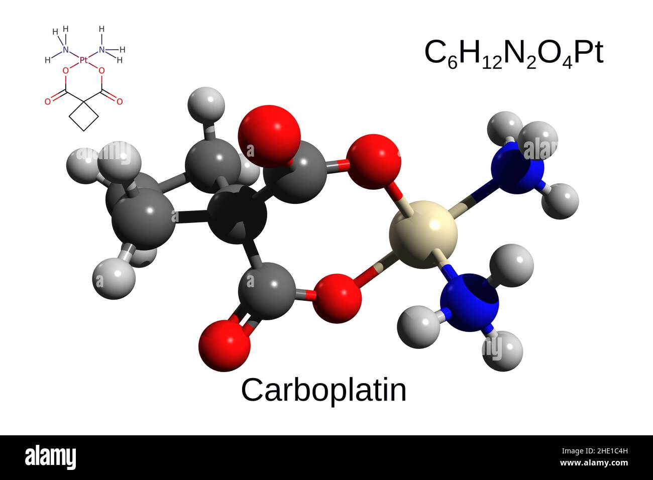 Chemical formula, structural formula and 3D ball-and-stick model of the ...