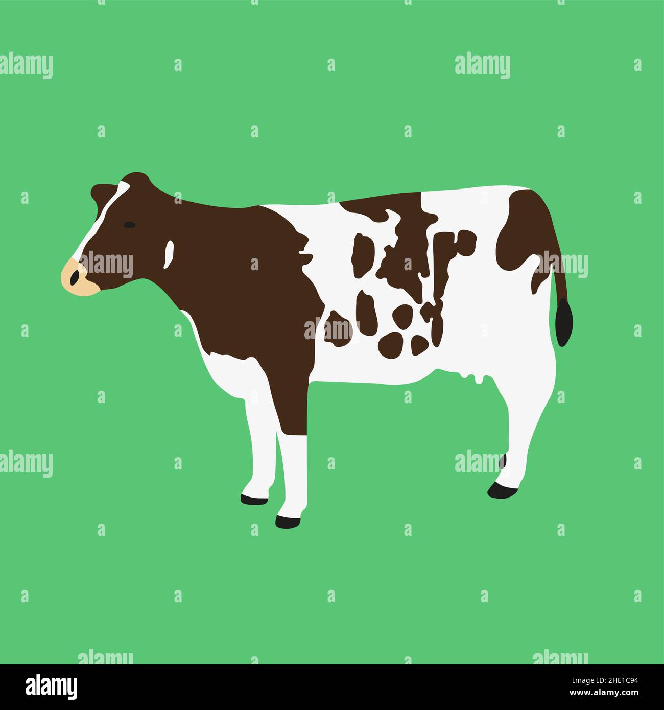 Simple vector illustration of brown and white cow Stock Vector Image ...