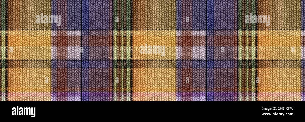 Classic winter tartan knit wool plaid seamless edging border. Retro ...