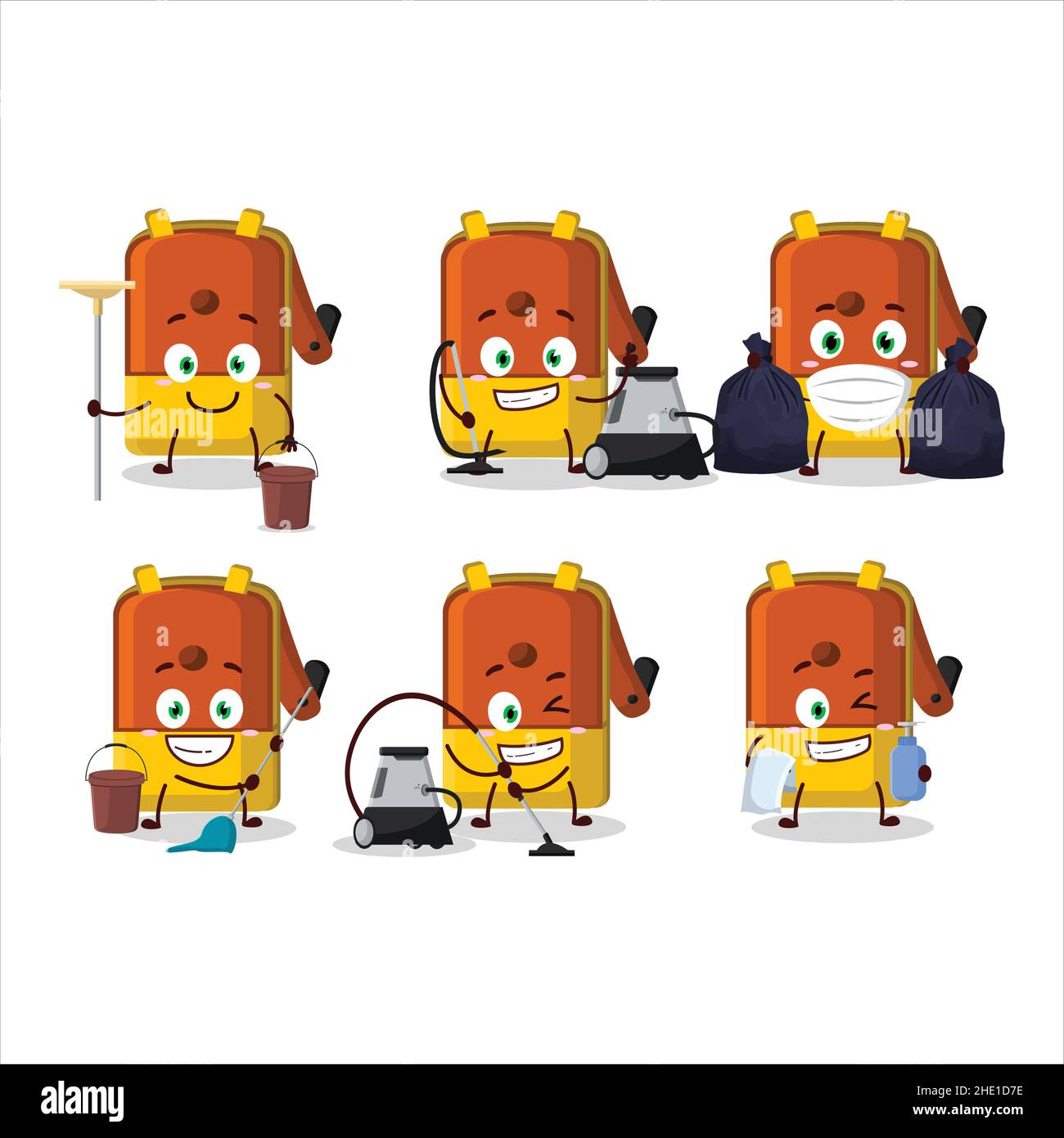 Cleaning service orange pencil sharpener table cute cartoon character ...