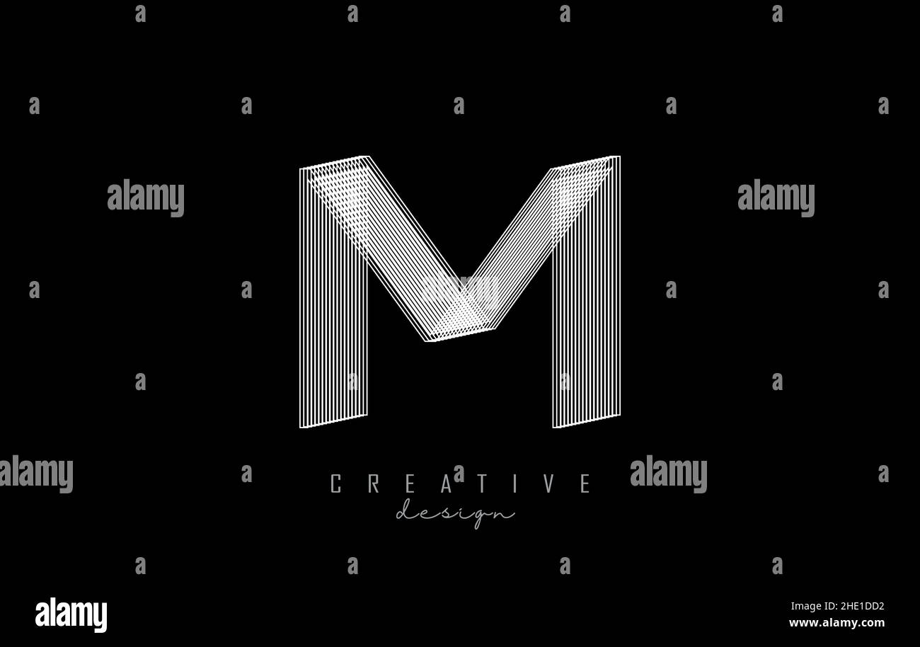 White Lines Letter M Logo. Creative Line Vector illustration design ...