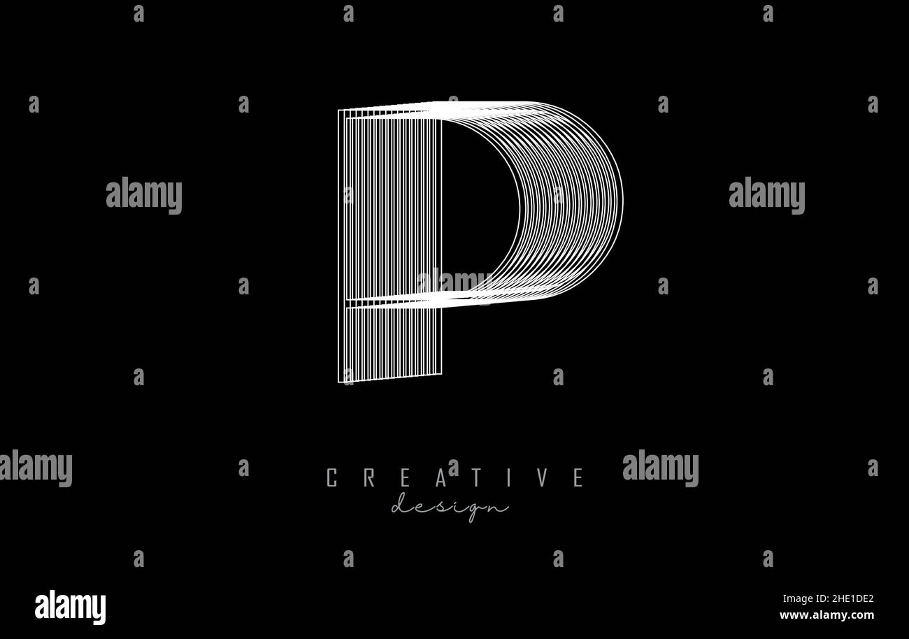 White Lines Letter P Logo. Creative Line Vector illustration design ...
