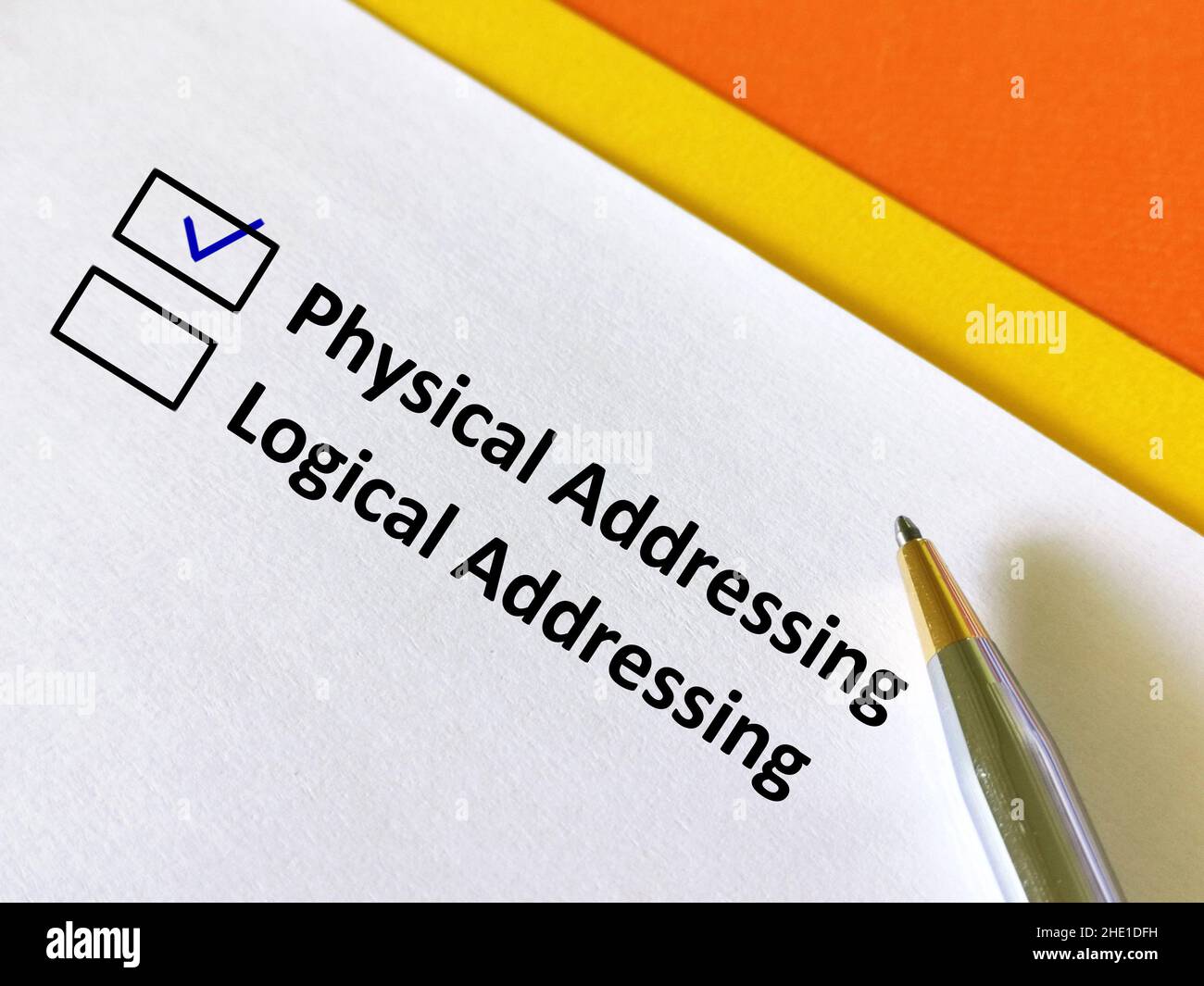 One person is answering question. He chooses physical addressing Stock ...